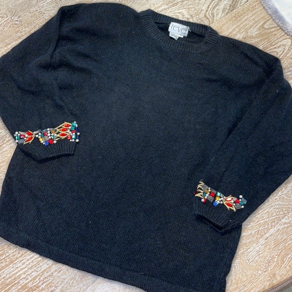 reve | Tops | Vintage Reve Beaded Silk Rabbit Hair Sweater 9s ...